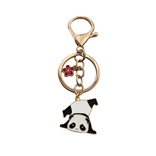 Amazon.com: Cute Panda Key Chain Keyring with Red Flower, Creative ...