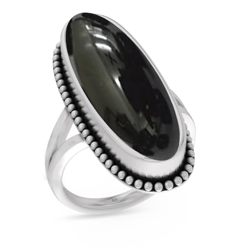 Amazon.com: Fine Sterling Silver Ring For Womens Black Onyx Ring ...
