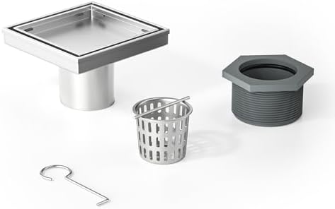 Neodrain 4-Inch Square Shower Drain with Removable Tile Insert Grate ...