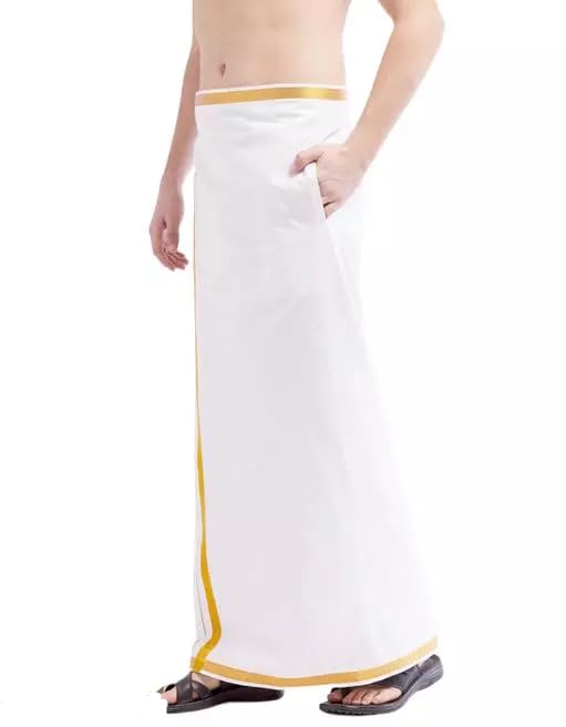 Buy All Size Adjustable Velcro Pocket Dhoti and Gold Zari Border at ...