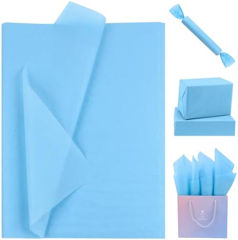 Amazon.com: AORZIT Light Blue Tissue Paper 80 Sheets Light Blue ...