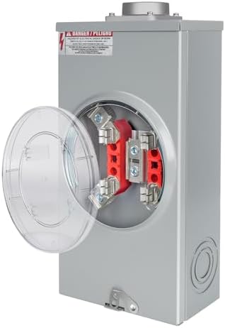 200 Amp Meter Socket, 1 Phase 4 Jaw, 600V 3 Wire Ringless Type, with ...