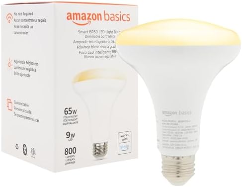 Amazon Basics Smart BR30 LED Light Bulb, Dimmable Soft White (2700K ...