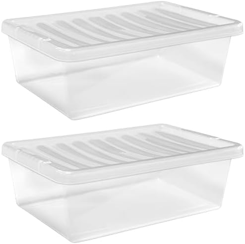 Muddy Hands Pack of 2-32 Litre Large Clear Plastic Storage Boxes with ...