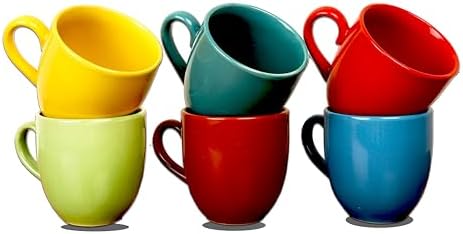 Buy SB Multicolor Striped Ceramic Tea Cups Set of 6-150ml Each (6 Cup ...