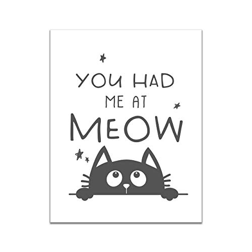 Amazon.com: You Had Me at Meow - Funny Cat Sign - Unframed 11x14 Inch ...