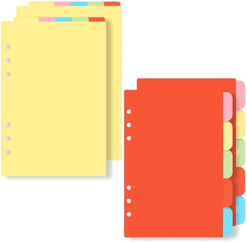4Sets A5 Dividers with Tabs,Binder Inserts Paper Dividers,A5 Notebook ...