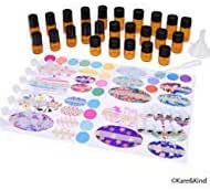 Kare & Kind Refillable Mini Essential Oil Bottle Kit - Includes: 25x ...