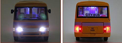 XYSQWZ Bus Toy Alloy Public Small Bus Sound and Light Pull Back School ...