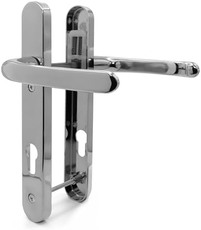 TSS Polished Brass UPVC Door Handle Pair Set, Sprung, 92mm PZ (Centres ...