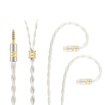 SYRNARN IEMs QDC Cable - High Silver Balanced 4.4mm Extension Cord with ...