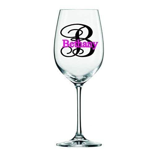 Amazon.com: 14 Decal set. Cursive Initial with Print Name Decals ...
