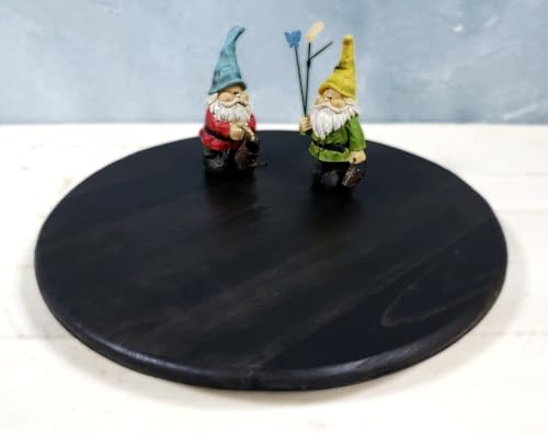 Amazon.com: Rustic Ebony Stained Wooden Lazy Susan Silent Spin Base ...