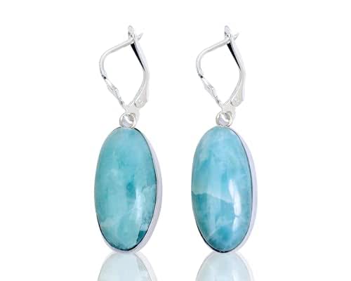 Amazon.com: Earrings, oval pendants with 925 sterling silver lever-back ...