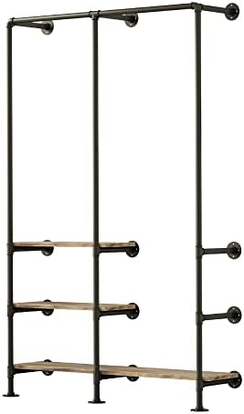 Amazon.com: HEONITURE Industrial Pipe Clothing Rack with Shelves, Wall ...