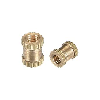 uxcell Knurled Insert Nuts, M2 x 4mm(L) x 3.5mm(OD) Female Thread Brass ...