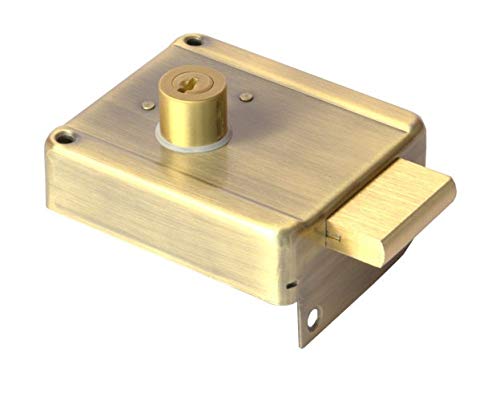 Europa 8120AB Rim Dead Lock | Antique Brass Finish | 14-Pin Dimple Key ...