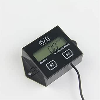 Tachometer Gauge Kebidumei Digital Tachometer Engine Tach Hour Meter Gauge LCD Display Inductive ...
