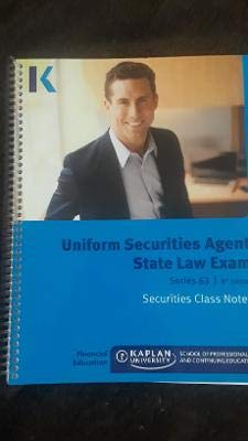 Uniform Securities Agent State Law Exam Series 63 8th Edition: N/A ...