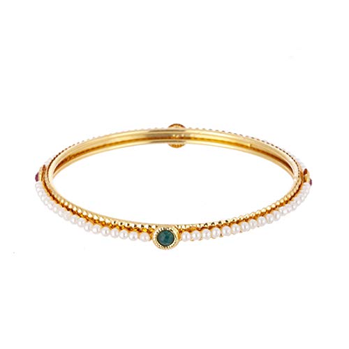 Buy ZENEME Combo Of Victoria Bangle Set, Pearls Bangle Set, Trendy Gold ...