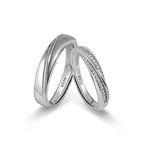 Amazon.com: Meissa 2Pcs Couple Rings for Men and Women 925 Sterling ...