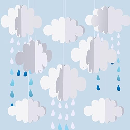 Amazon.com: 16 PCS 3D Cloud Decoration, 4 Sizes Rain Drop Decorations ...