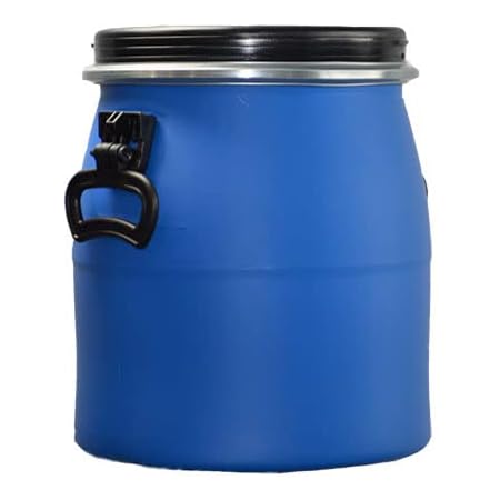 INVOPAK 2 x 30 Litre Plastic Blue Open Top Barrel with Lid & Ring UN ...