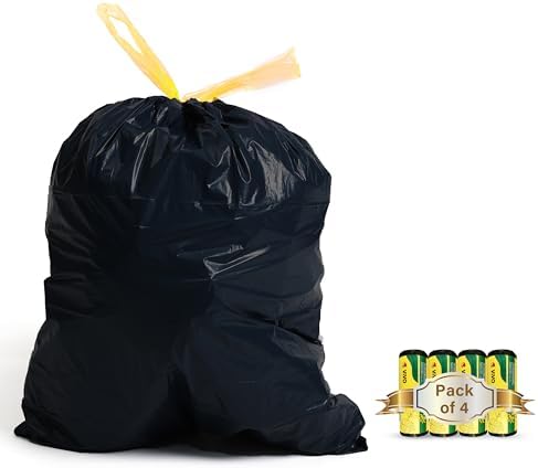 Strong Drawstring Bin Bag Liners, 4 Rolls x 15 Bags, 30-40L Black ...