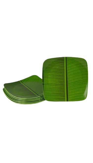 Buy 7.5 Inch Melamine Square Banana Leaf South Indian Design Half Plate ...