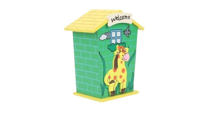Olrada Cute Wooden House Shaped Lovely Piggy Bank Money Bank Coin Box ...