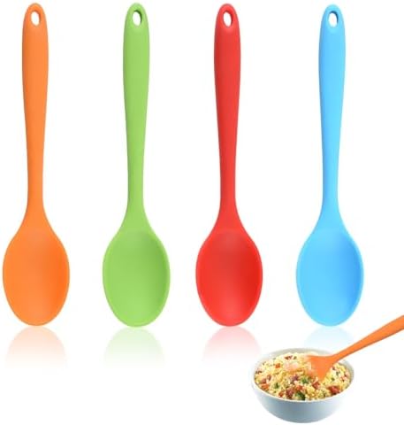 TYVOM 4 Pcs Silicone Spoon, Heat-Resistant Cooking Spoon Nonstick ...