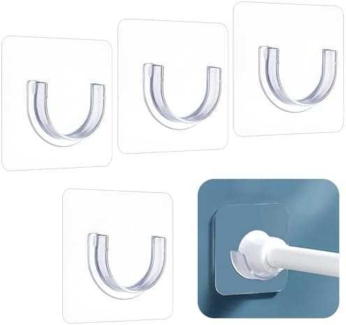 4 Pack Shower Rod Holder with Strong Adhesive, No Drilling Shower ...