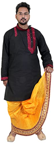 Buy Yellow Ready to Wear Dhoti (D-2) - | Stitched Mayur Puchha Dhoti ...