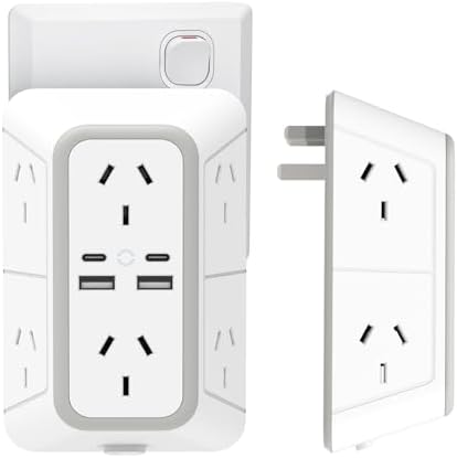 NEWSEE 6 AC Outlet Extender 2400W/10A Power Strip with 4 Fast Charging ...
