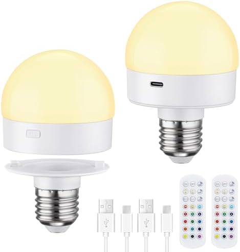SURAIELEC Rechargeable Light Bulbs, Remote Control Battery Light Bulb ...