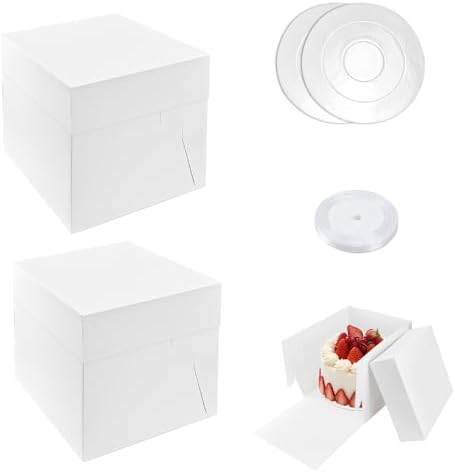 Kleemeiero 2 x Cake Box Transport Box Cake Box Cardboard with White ...