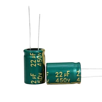 22uf 450V Capacitors 13x20mm ±20% 105C Aluminum Electrolytic Capacitor 22uf 450V (Pack of 6pcs ...