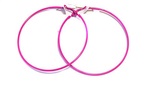 Buy Color Hoop Earrings Simple Thin Hoop Earrings 3 Inch Hot Pink Hoop ...