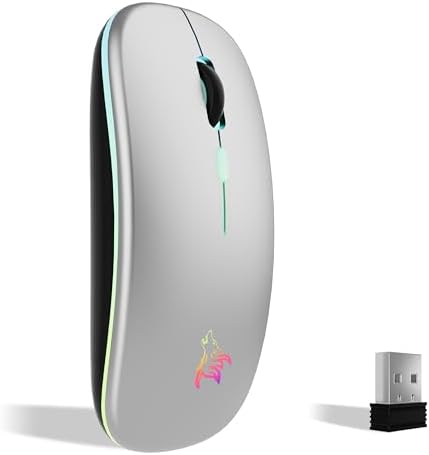 TQQ Mouse wireless ricaricabile, mouse retroilluminato a 7 colori con ...