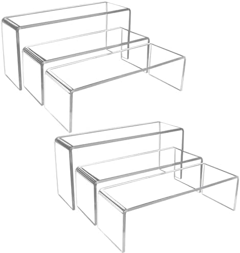 AHAQU 6PCS Acrylic Display Risers, 3 Steps Large Display Risers Stands ...