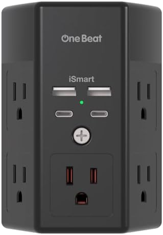 Multi Plug Outlet, 5 Outlet Extender with 4 USB Charging Ports (2 USB C ...