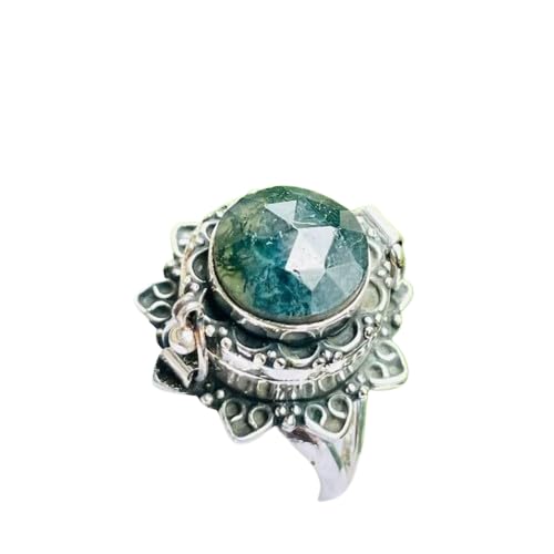 Amazon.com: Vintage Poison Ring|Natural Moss Agate,Poison Ring|Secret ...