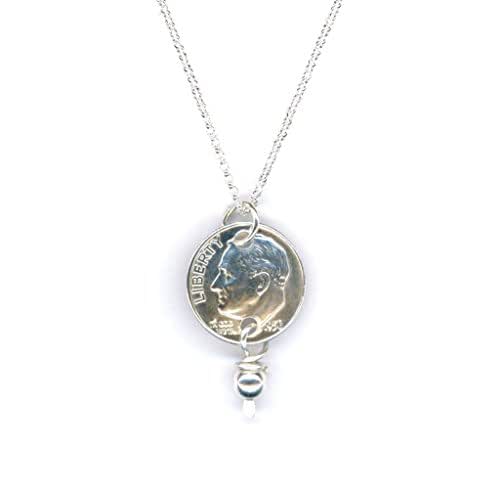 Amazon.com: Handmade Coin Jewelry 1957 Dime Pendant Sterling Chain ...
