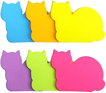 Amazon.com : Cute Cat Sticky Notes, 6Pack 6 Bright Color Kawaii Sticky ...