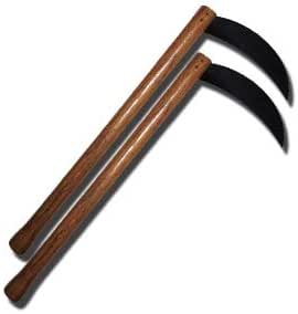 Amazon.com : Playwell Martial Arts Wooden Kama W/Blunt Steel Blades ...