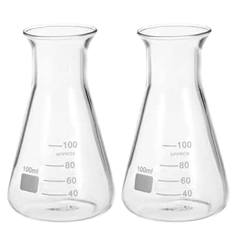 PATIKIL Erlenmeyer Flask, 2Pcs 100ml 3oz Narrow Mouth Graduated Flasks ...