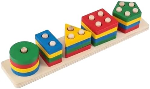 Buy Grizzly Wooden Intellectual Geometric Shape Matching Five Column ...