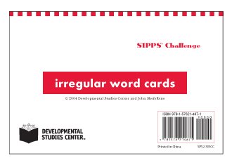 Sipps Challenge Level, Irregular Word Cards, 2nd Edition: Develpmental ...
