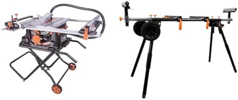 Evolution Power Tools Rage 5-S Table Saw, Multi-Purpose & Portable, Multi-Material & WEN Miter ...
