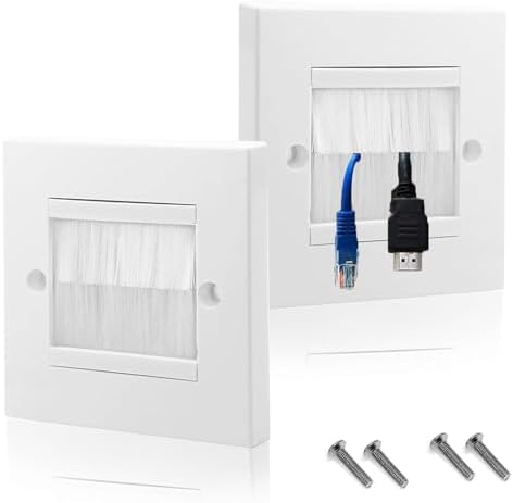 Misuyue Brush Wall Plate, 2 Pack Cable Entry Cover, Wall Cable Cover ...